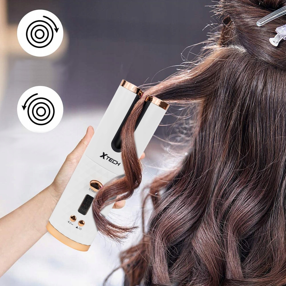 Ondulator par, Xtech, Automatic, Ceramica, 200 grade, Alb/Auriu - eMAG.ro