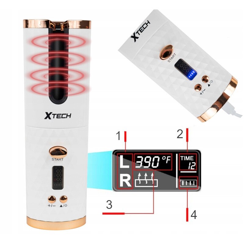 Маша за коса, Xtech, Автоматична, Керамична, 200 градуса, Бяла/Златна - eMAG.bg