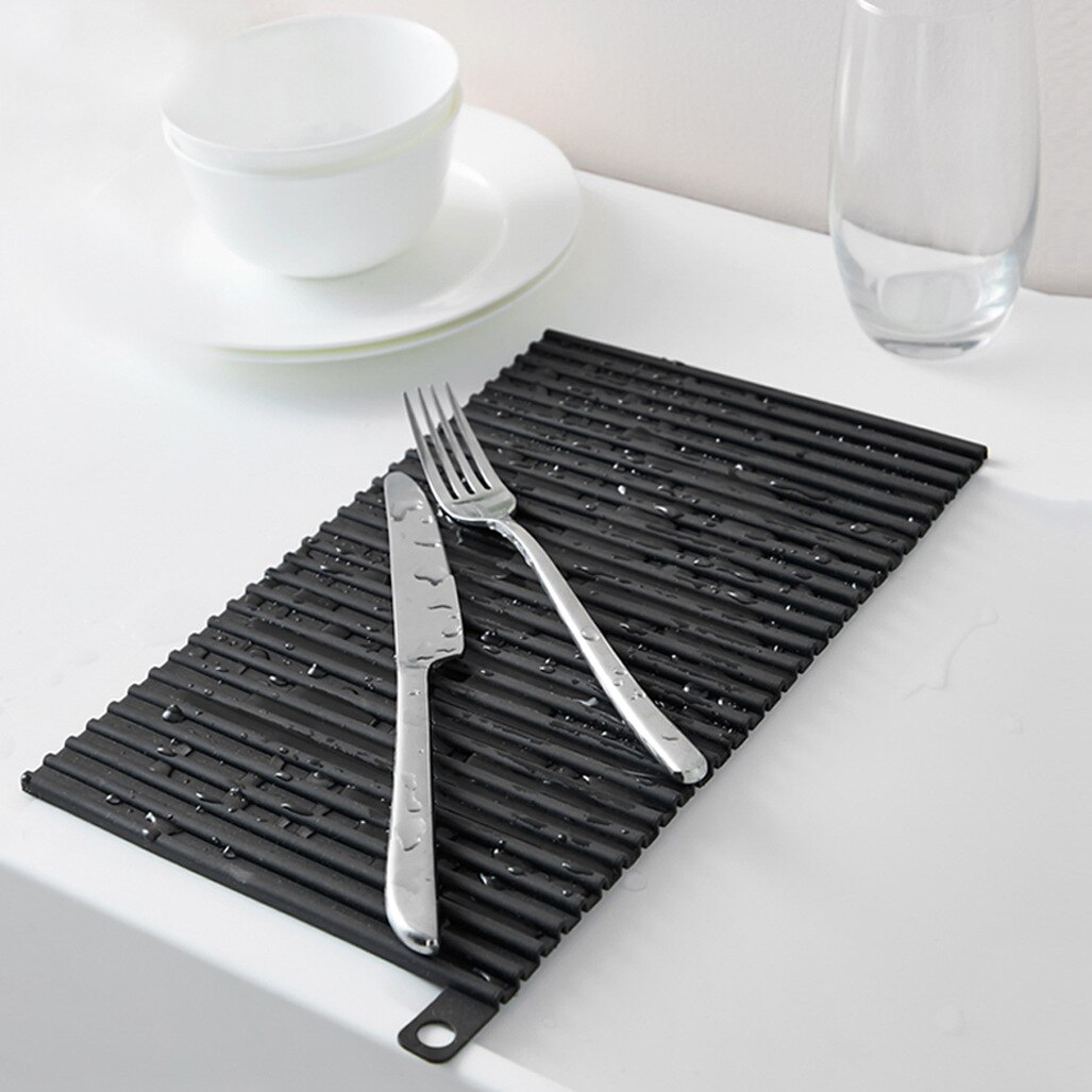 Covoras scurgere vase, Sunmostar, Termoplastic, 19 x 6 x 35 cm, Negru ...