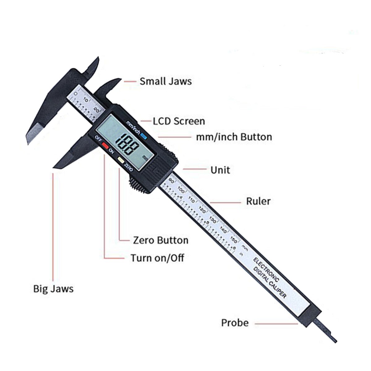 Subler digital X Autohaux, Plastic, 0-150mm, Negru - eMAG.ro