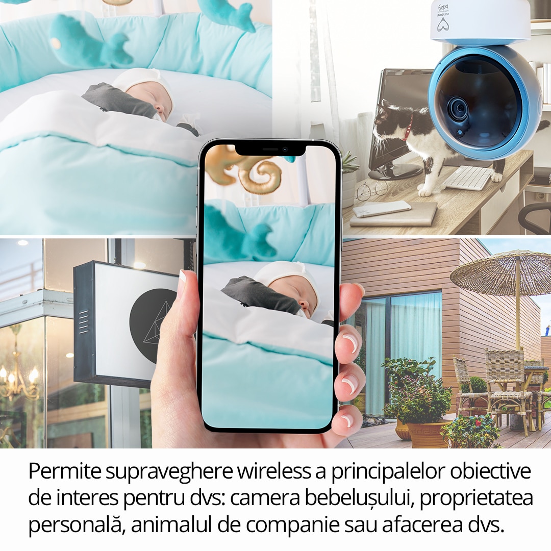 Camera video WiFi Smart pentru supraveghere bebelus Easycare Baby - eMAG.ro