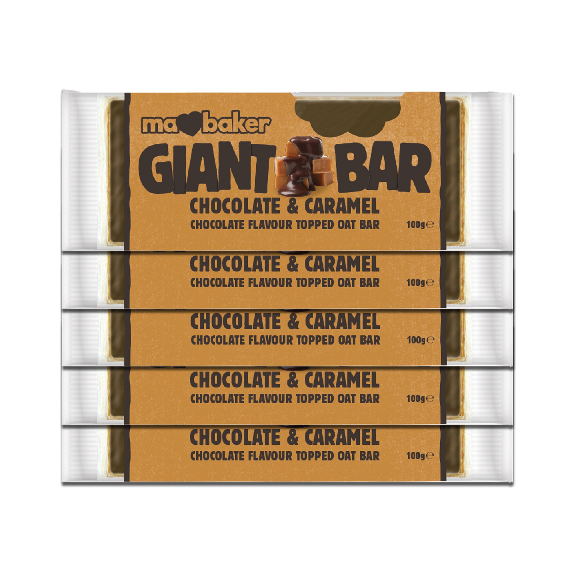 Baton din Ovaz cu Ciocolata Belgiana si Caramel MA BAKER 100g, 5 buc ...