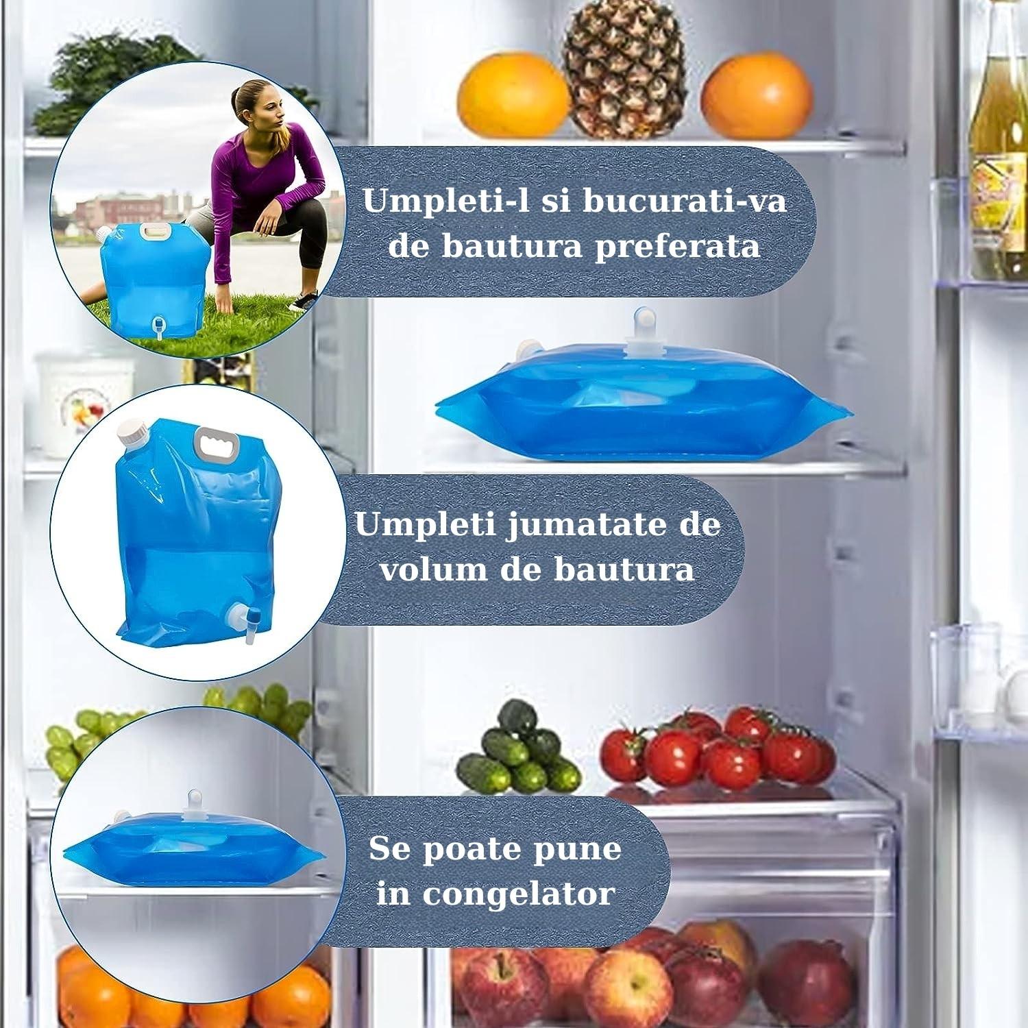 Set 4 x Recipient de apa pliabil 10l, fara BPA, cu Robinet pentru ...