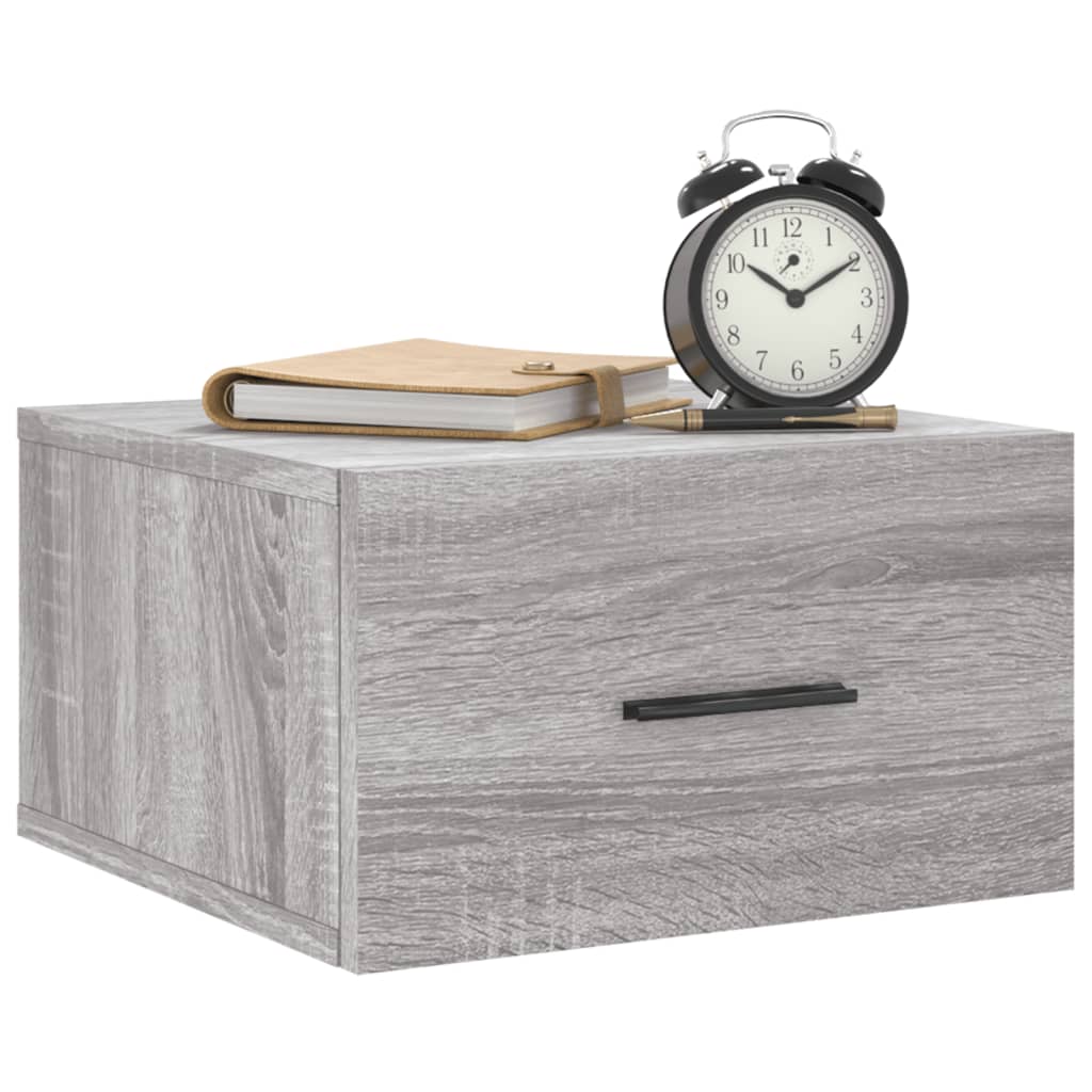 Set noptiere de perete vidaXL, 2 buc., sonoma gri, 35x35x20 cm, 11.2 kg ...