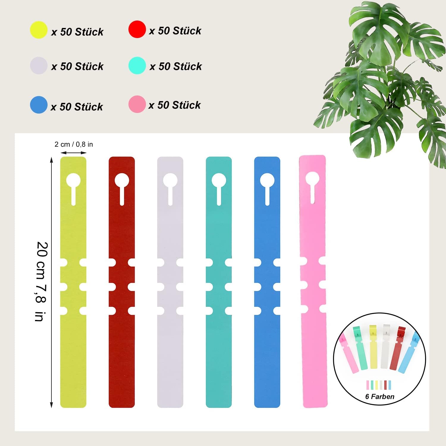Set 300 etichete auto-adezive pentru plante, PVC/Plastic, 21x2cm ...