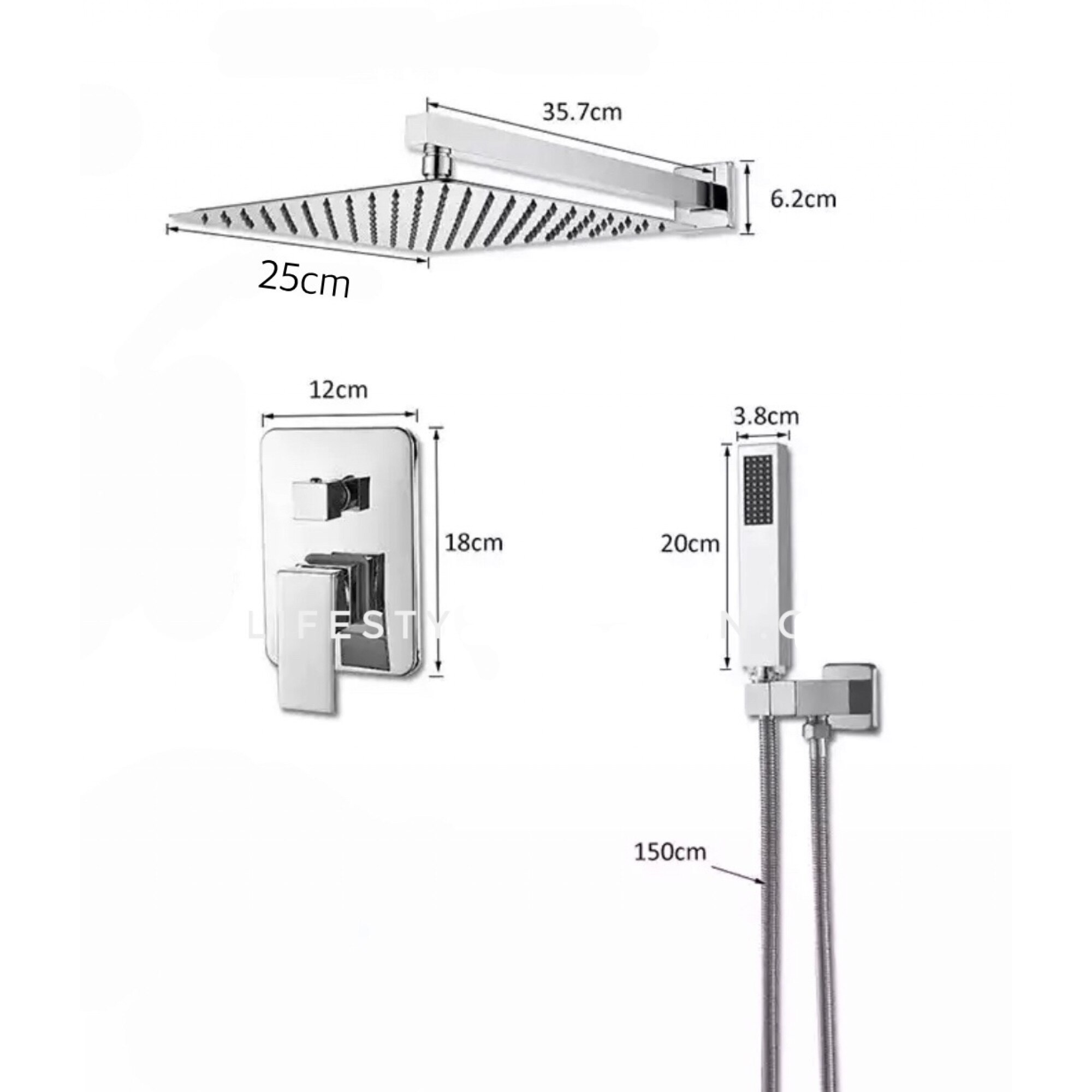 Set sistem dus, Naron, Alama/Inox/Plastic, Argintiu - eMAG.ro