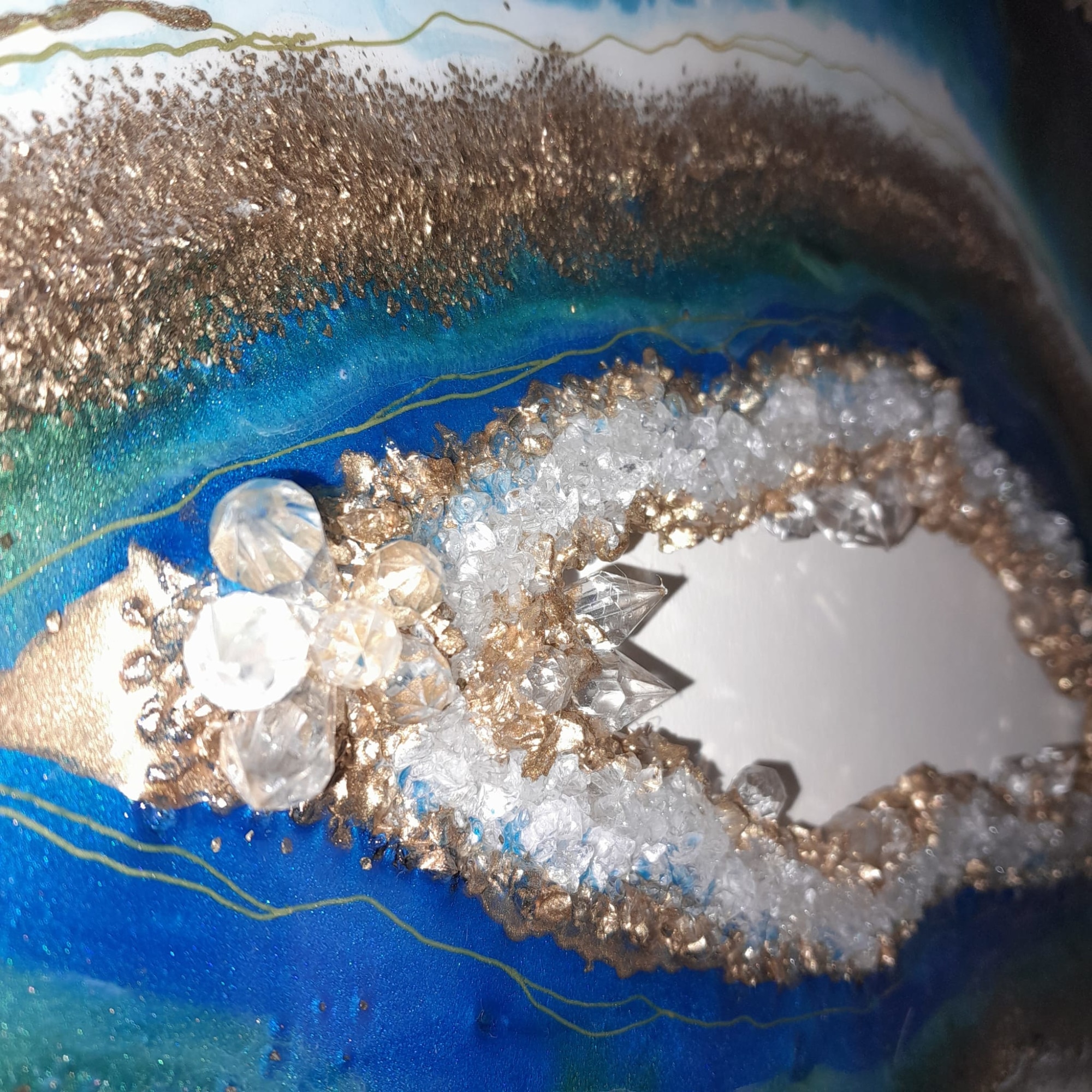 Tablou geoda, din rasina epoxidica, Blue Laguna, 100x55 cm - eMAG.ro