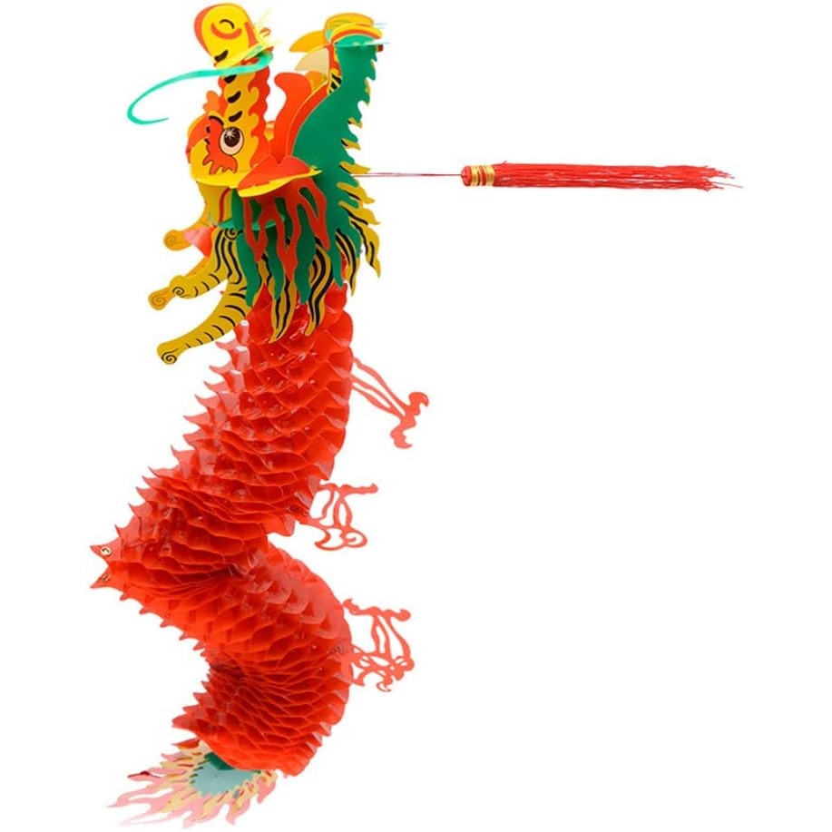 Lampion dragon Anul Nou Chinezesc, Plastic/Hartie, 150 x 33 cm ...