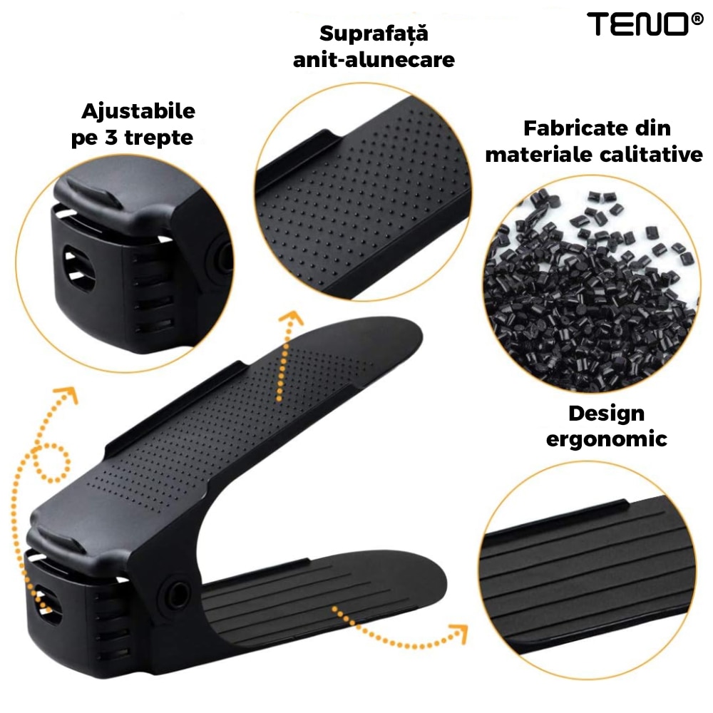 Комплект от 10 органайзера за обувки Teno®, 3 нива на регулиране на ...