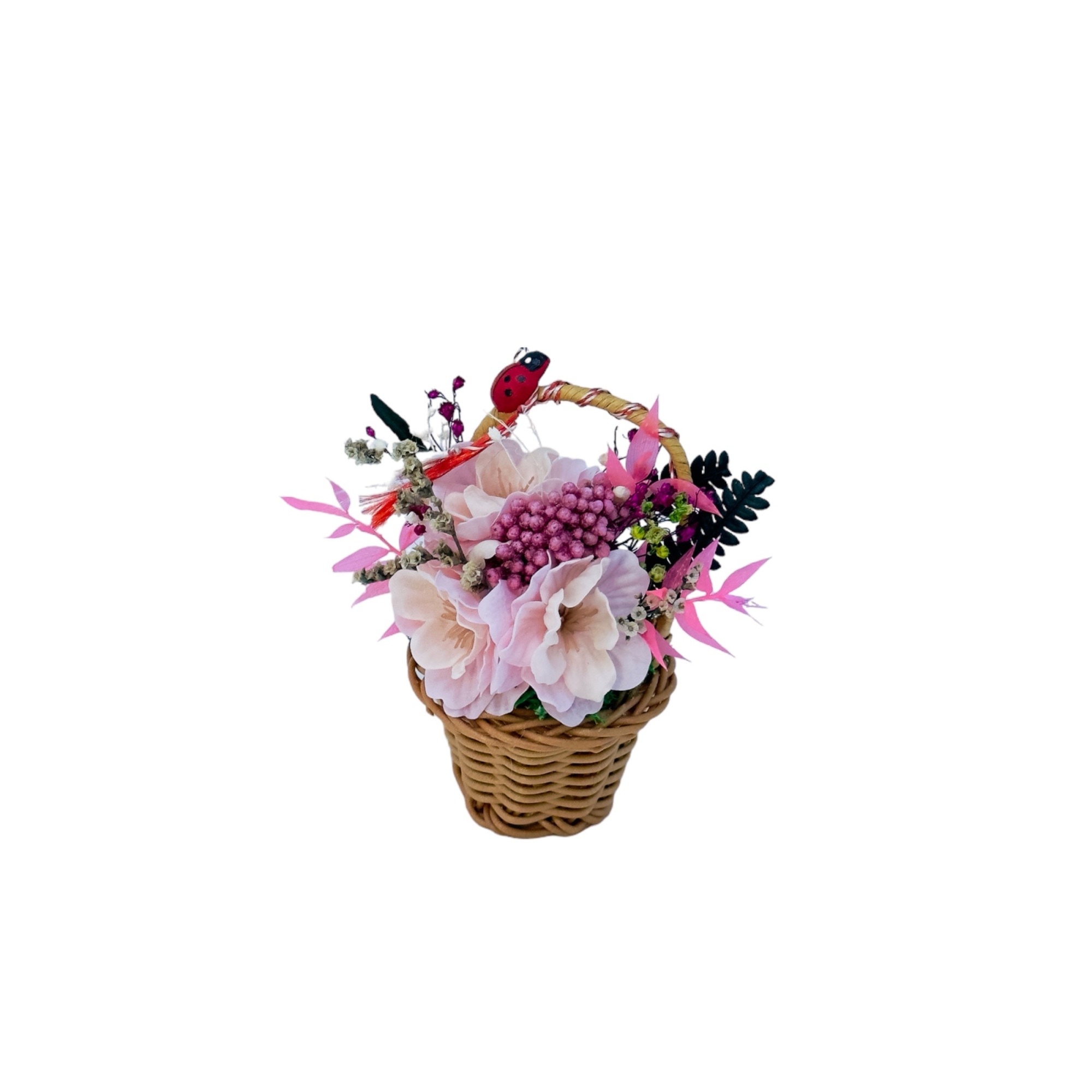 Martisor, cosulet cu flori si licheni (Roz) - Eventissimi - eMAG.ro