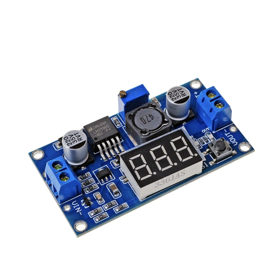Regulator tensiune, Robofun, Modul LM2596S, cu voltmetru LED, reglabil de tip step-down - eMAG.ro