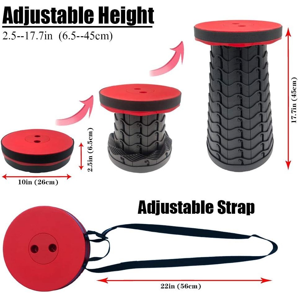 Taburet pliabil, Mmgoqqt, PVC, Negru/Rosu - eMAG.ro