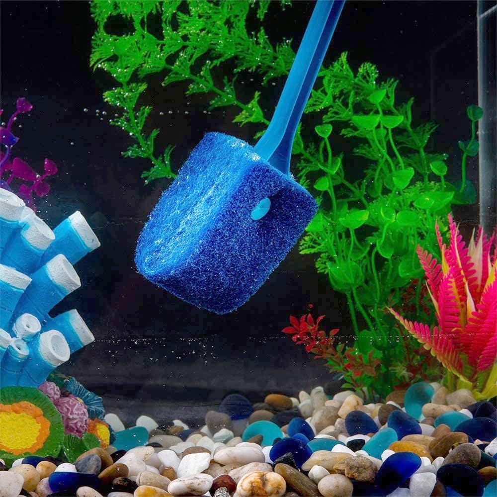 Set 2 x Dispozitiv curatare acvariu, Plastic/Burete, Albastru - eMAG.ro