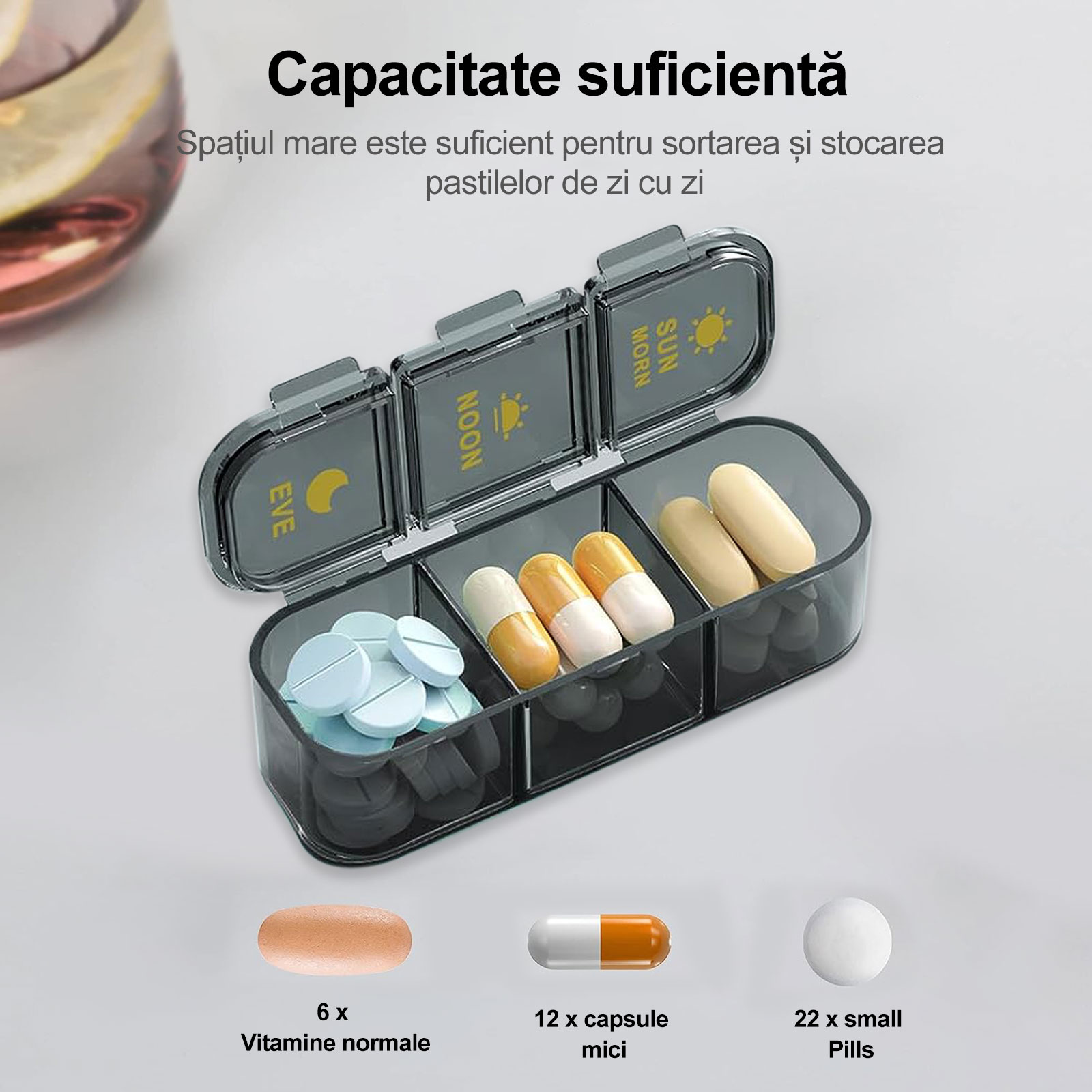 Cutie organizator medicamente, Nozibye®, 7 zile, 21 Compartimente ...