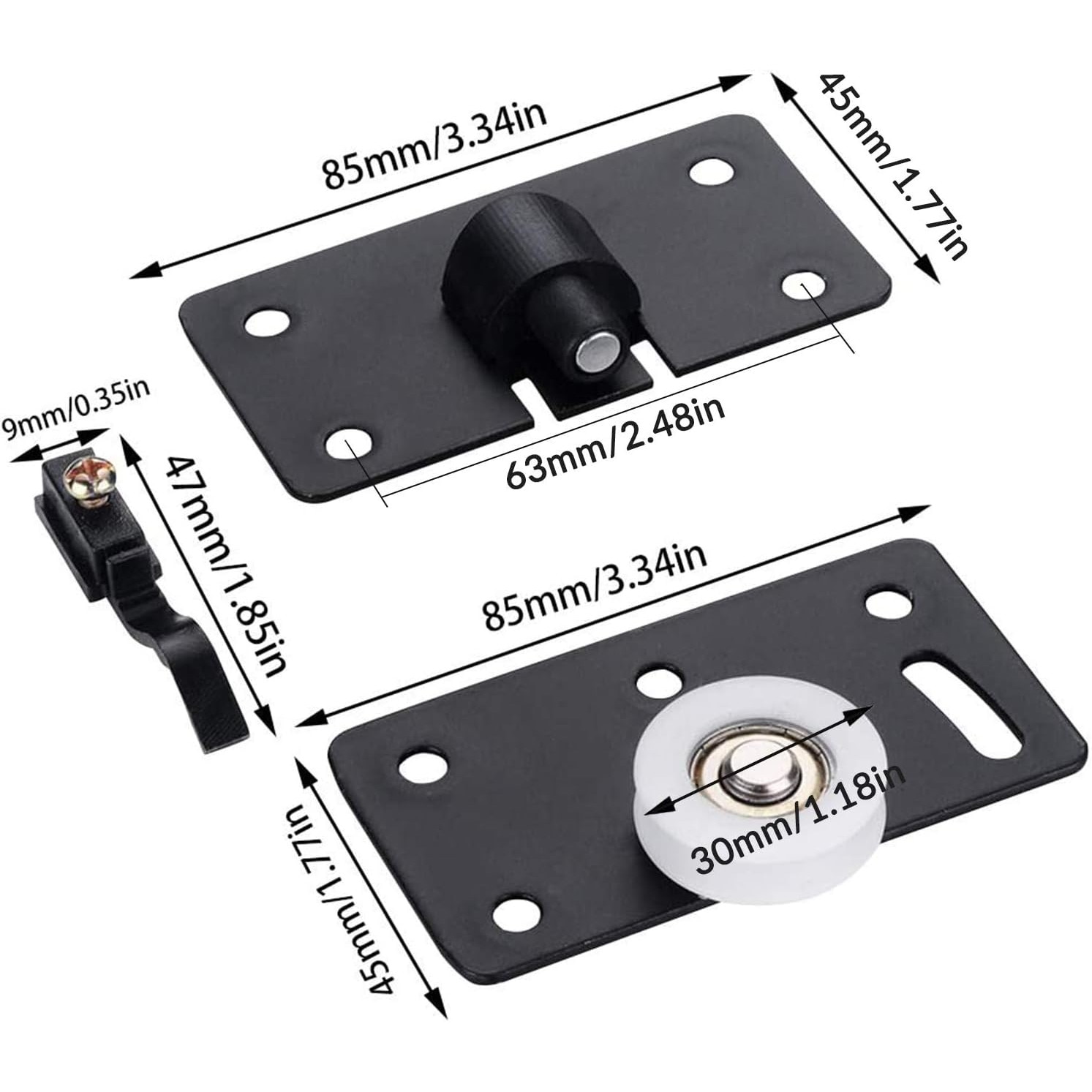 Set 2 roti pentru usi glisante, Sunmostar, Nailon, 30 mm, Negru - eMAG.ro