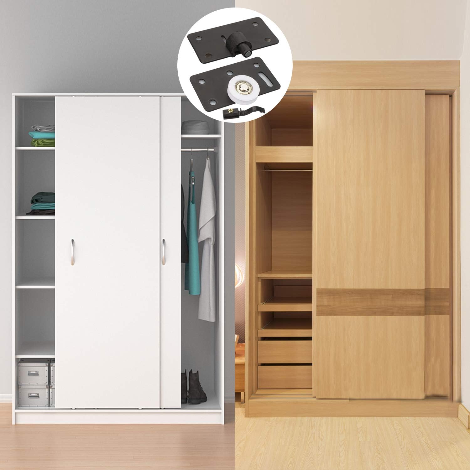 Set 2 roti pentru usi glisante, Sunmostar, Nailon, 30 mm, Negru - eMAG.ro