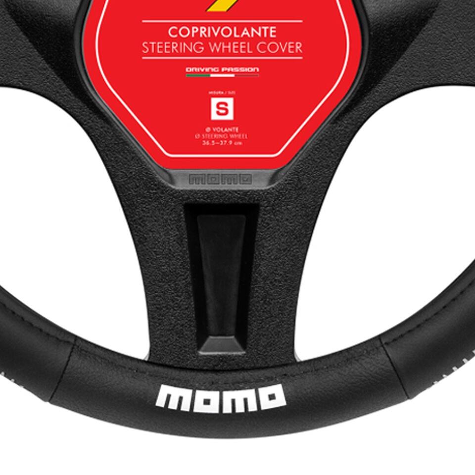 Husa volan MOMO Street din piele ecologica, negru cu alb - eMAG.ro