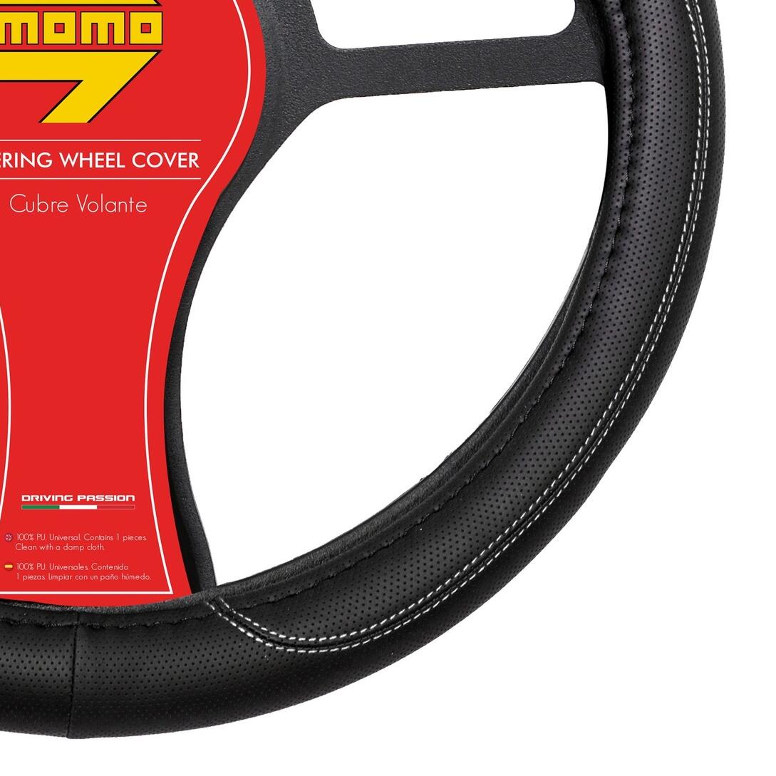 Husa volan MOMO Confort din piele ecologica, negru cu alb - eMAG.ro