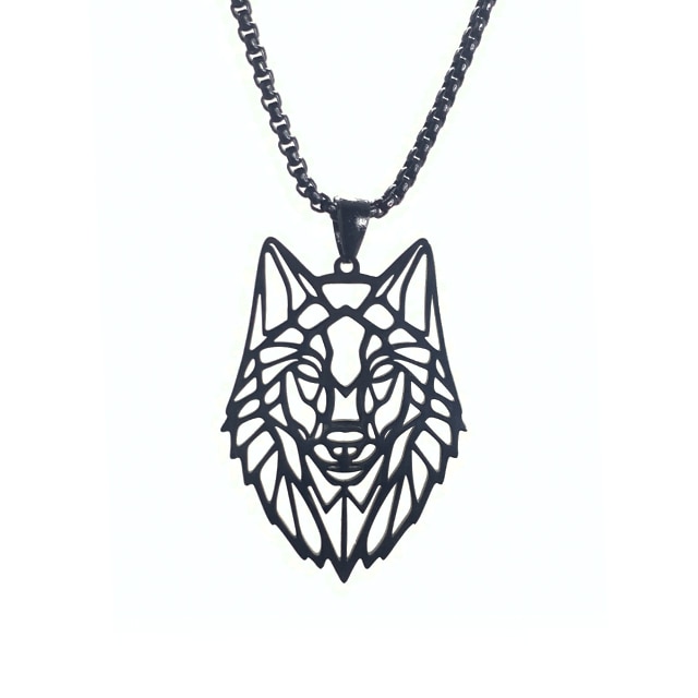 Lantisor cu pandantiv cap de Lup Geometric - eMAG.ro