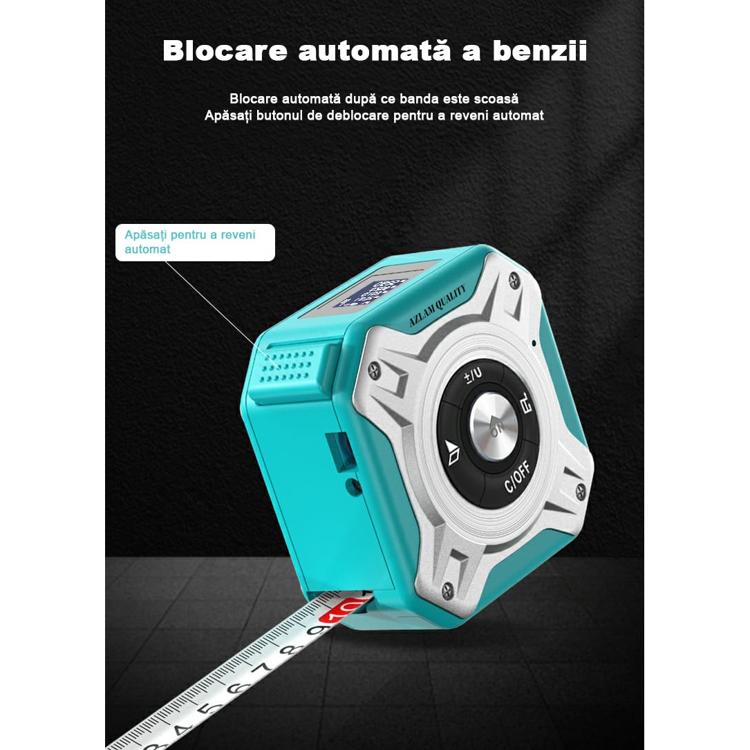 Ruleta Profesionala de Masurare cu Laser, 3 in 1, Banda masurare 5 m ...