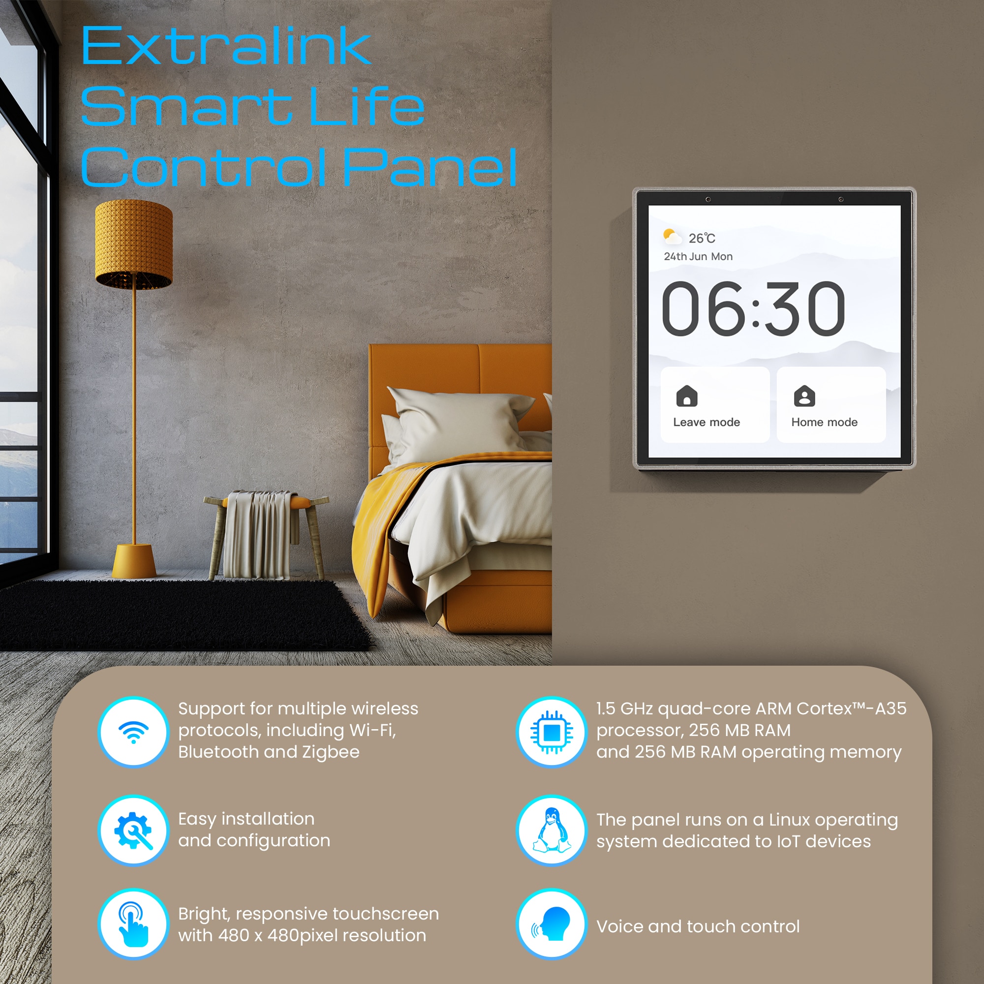 Extralink Smart Life Control Panel, Wi-Fi, Smart Home, Bluetooth, Tuya ...