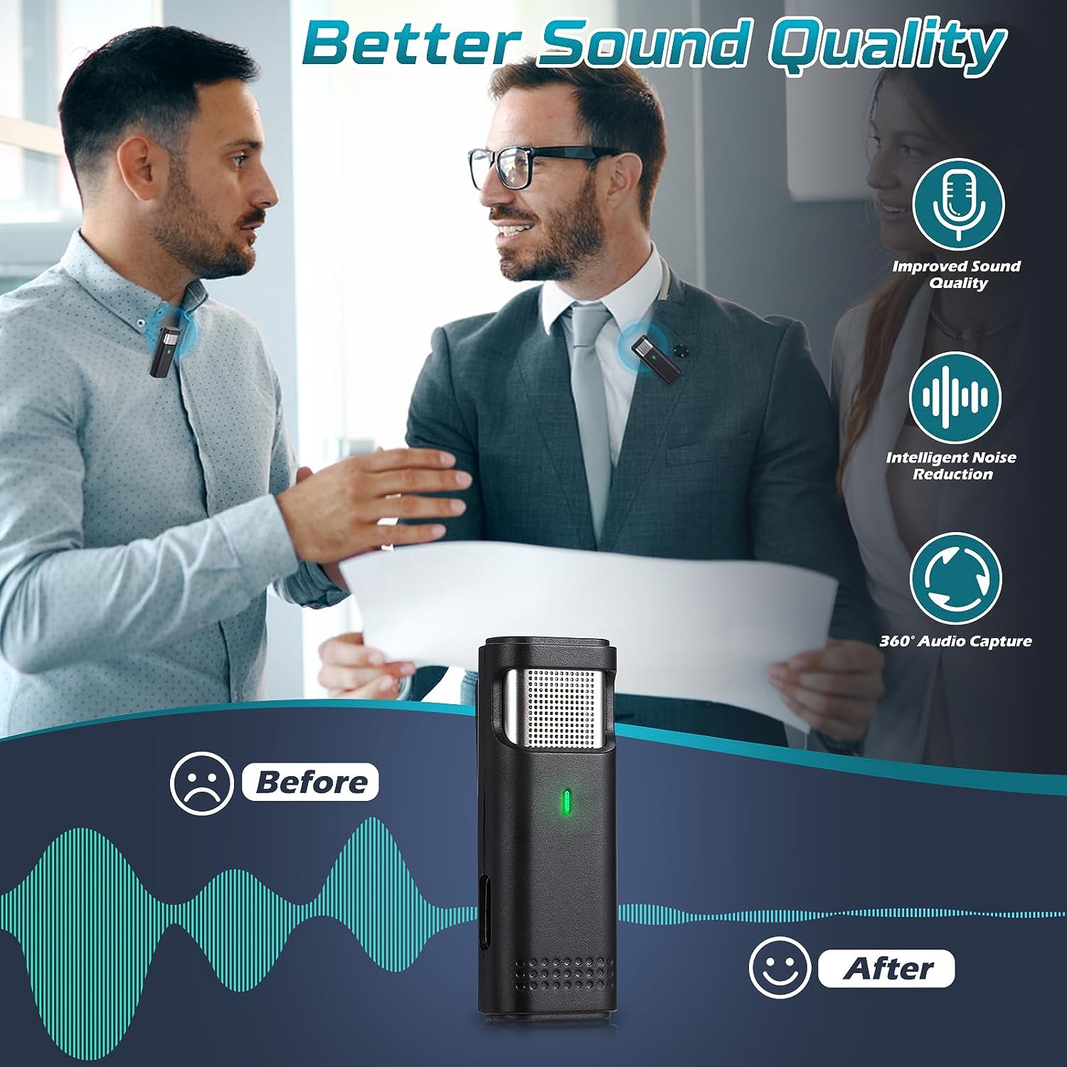 Set microfon lavaliera wireless cu 2 microfoane si 1 receptor, Plug ...