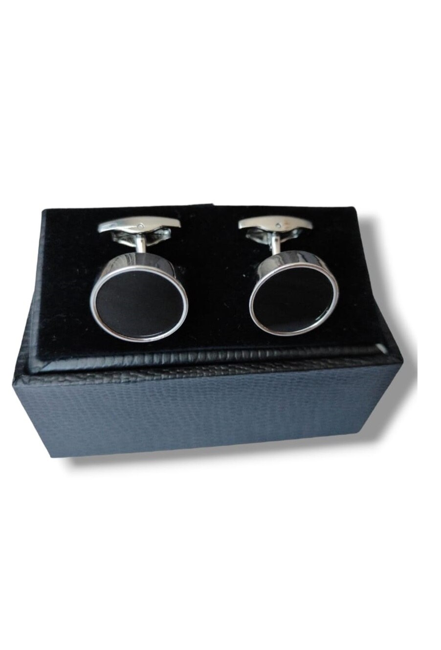 Butoni Inox rodiat, Sidef Negru, Rotunzi - eMAG.ro