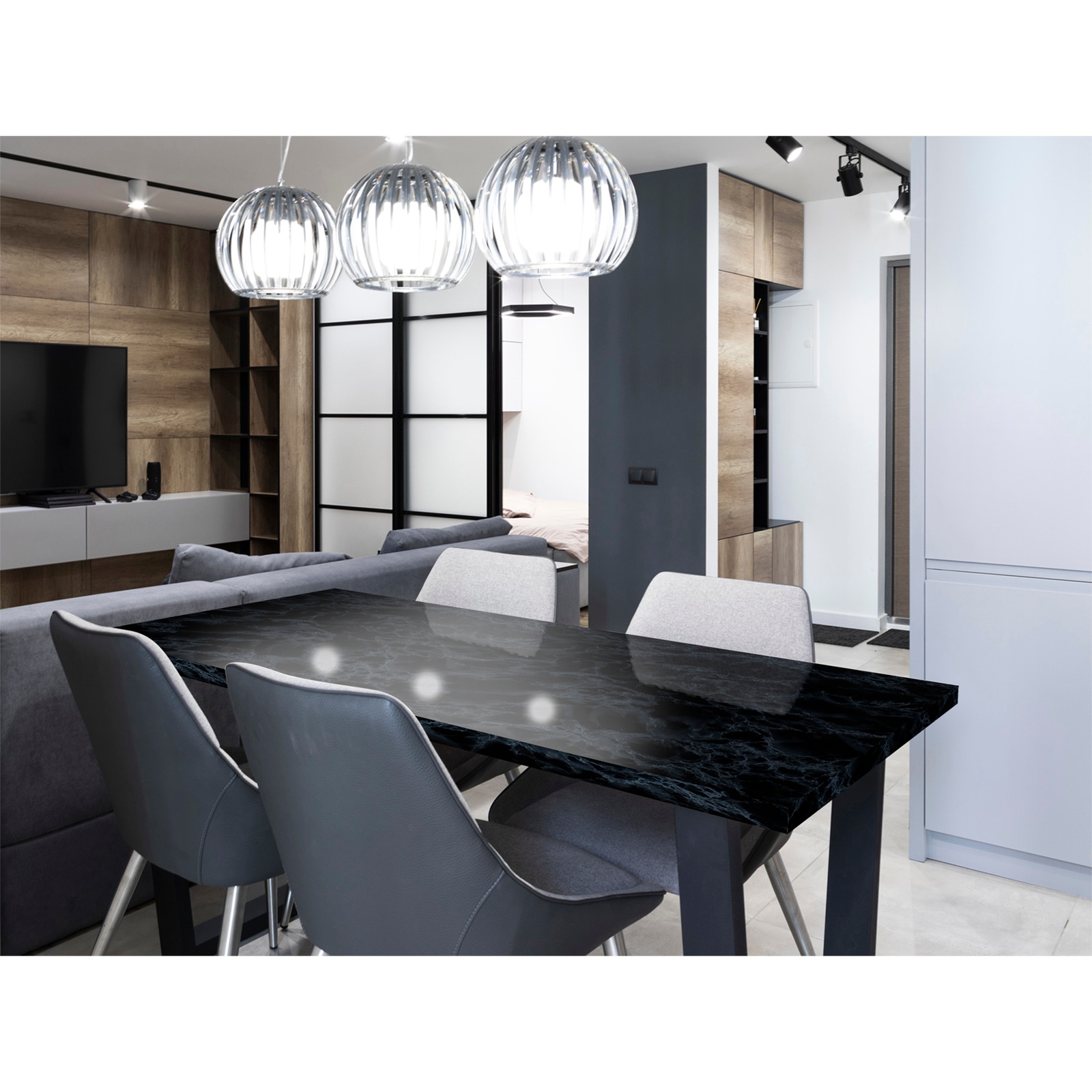 Folie autocolanta rezistent la apa marmura neagra, 67.5 x 200 cm ...