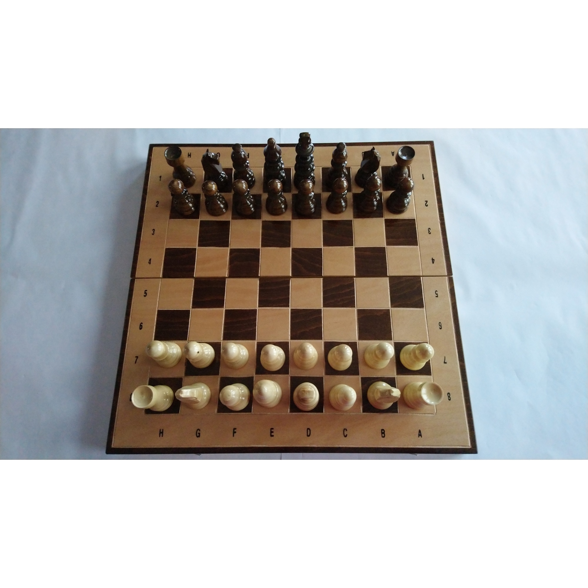 Set de sah din lemn 44x44 cm cutie de sah fag cu adnotare piesa de sah ...