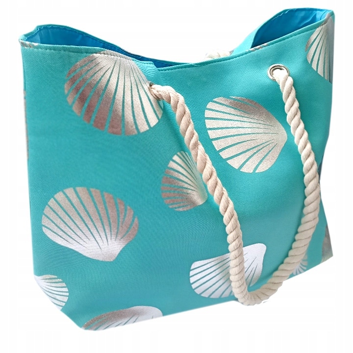 Geanta de plaja, Evena, Bumbac, Cu fermoar, Albastru - eMAG.ro