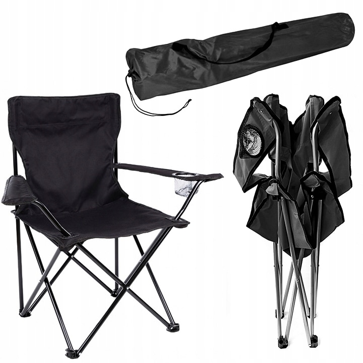 Scaun pliabil, Evena, Poliester, Negru - eMAG.ro