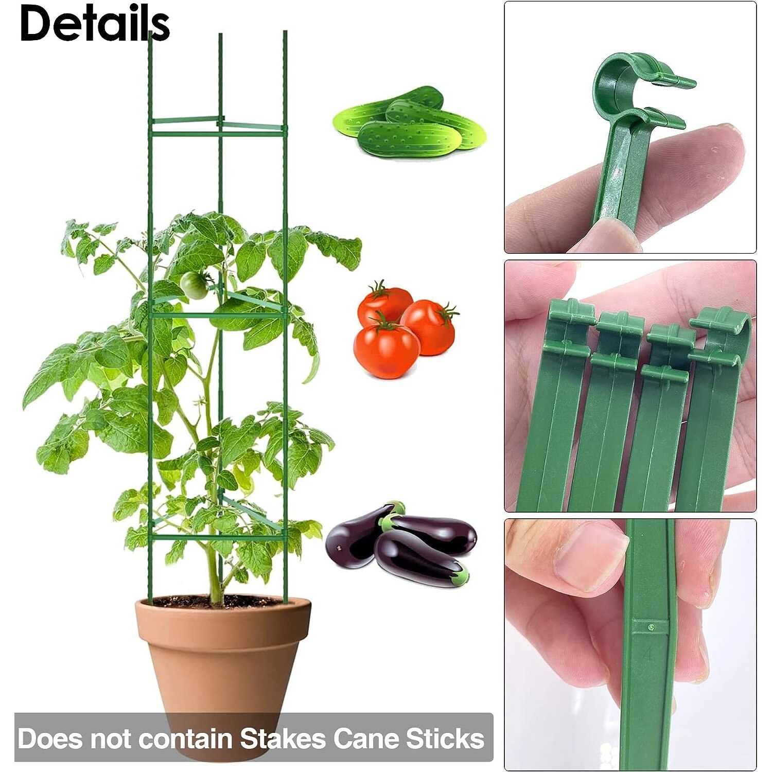 Set 30 suporturi pentru tija de spalier, Plastic, Verde - eMAG.ro