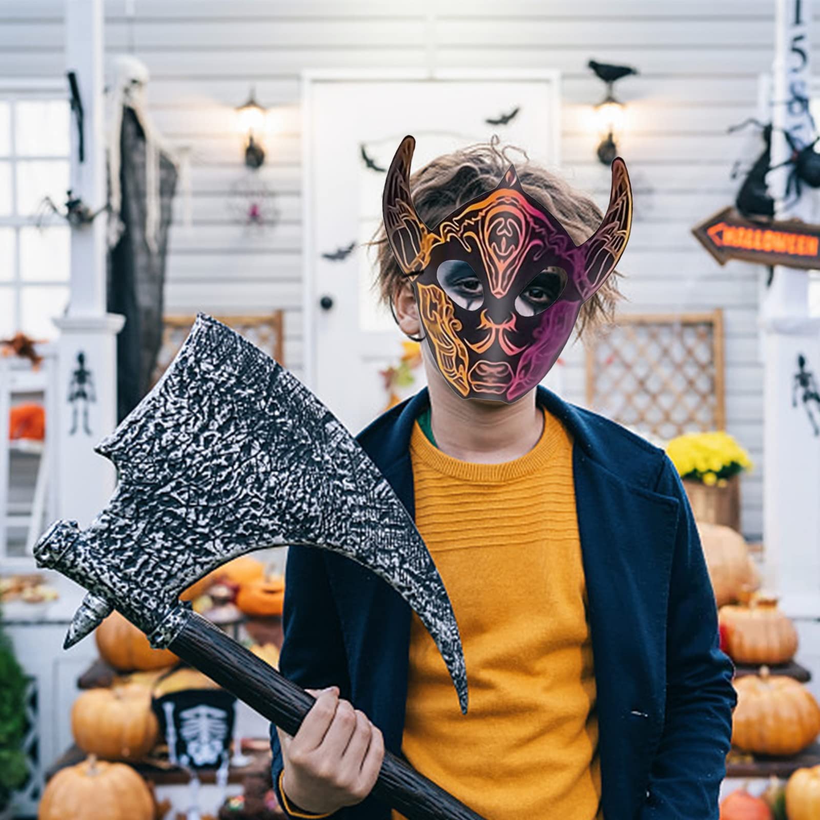 Комплект от 6 маски за Хелоуин, Kaxyrooz, Хартиени, Многоцветни - eMAG.bg