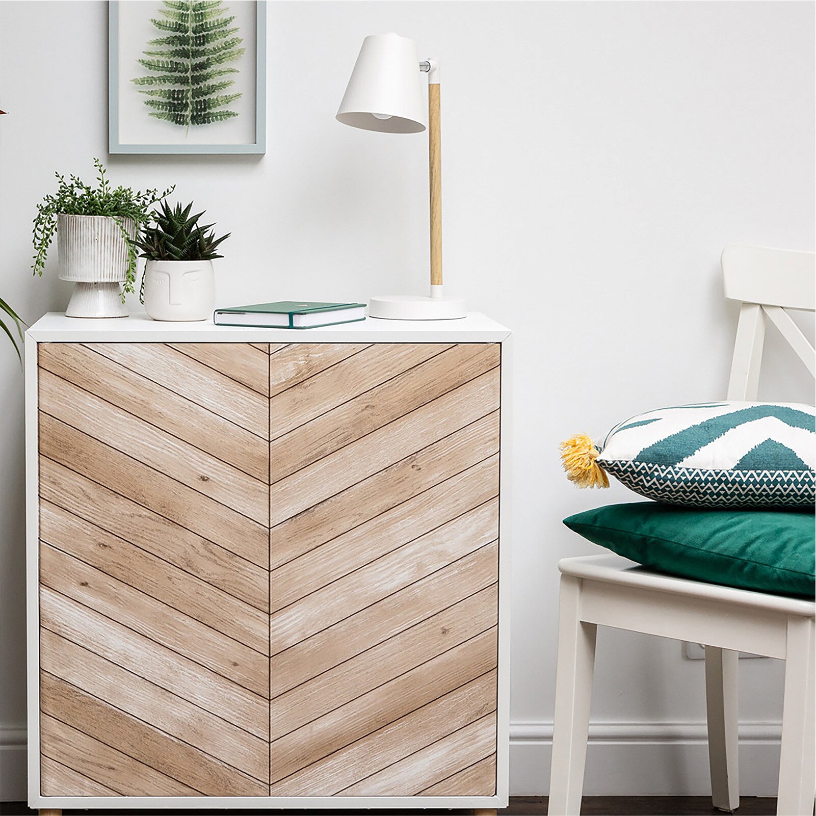 Tapet auto-adeziva pentru usa bej herringbone, DecoMeister®, 67 x 25 cm ...