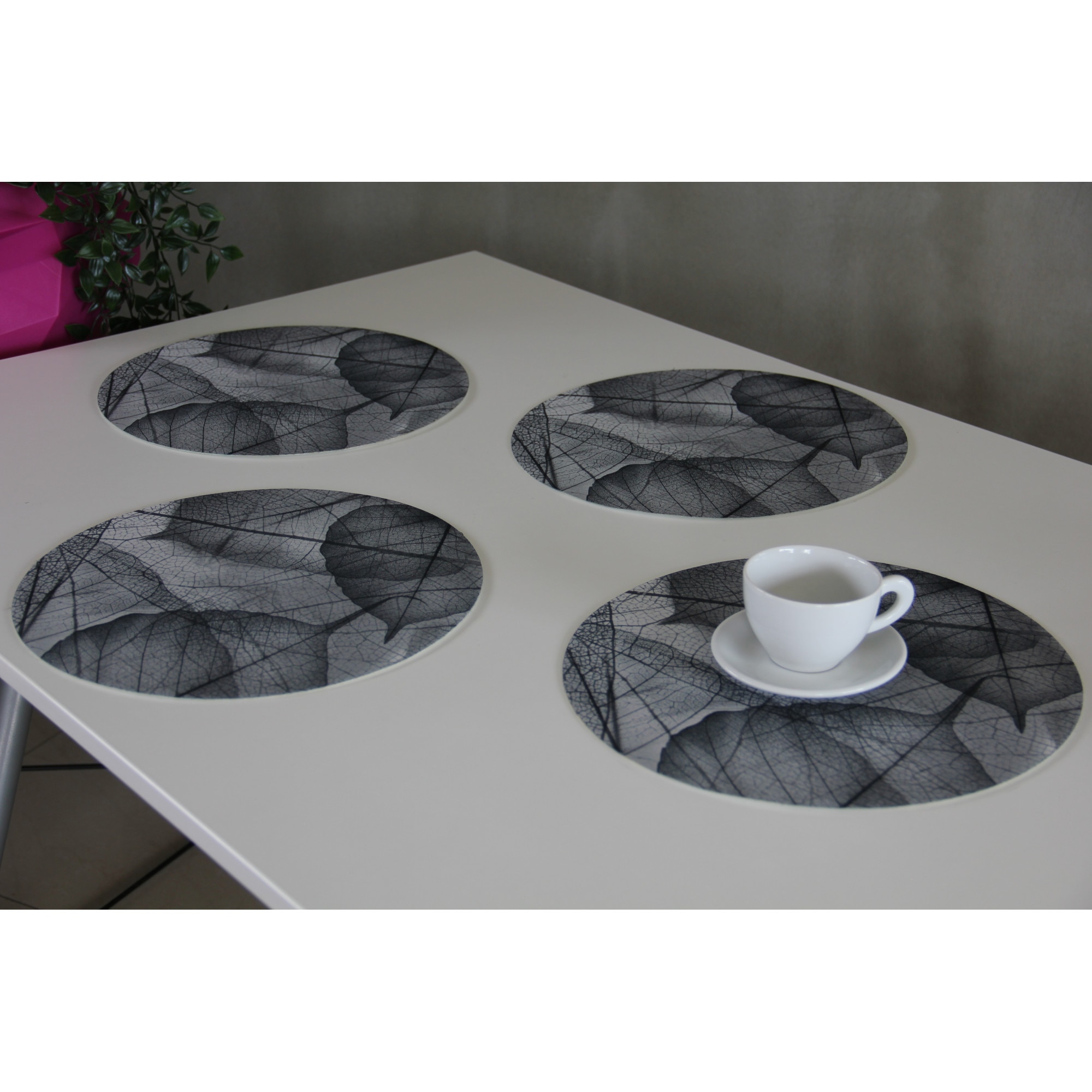 Set 4 naproane de masa 4D, Bertoni, Poliester, 33 cm, Gri - eMAG.ro