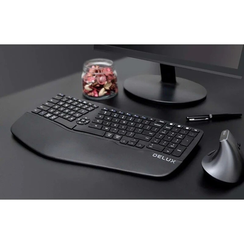 Tastatura, Delux, GM901D, 2.4G, BT3.0, Multimedia, Ergonomica, Negru ...
