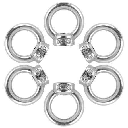 Set 6 piulite de ridicare, Sunmostar, M6, Tip inel, Inox, Argintiu ...