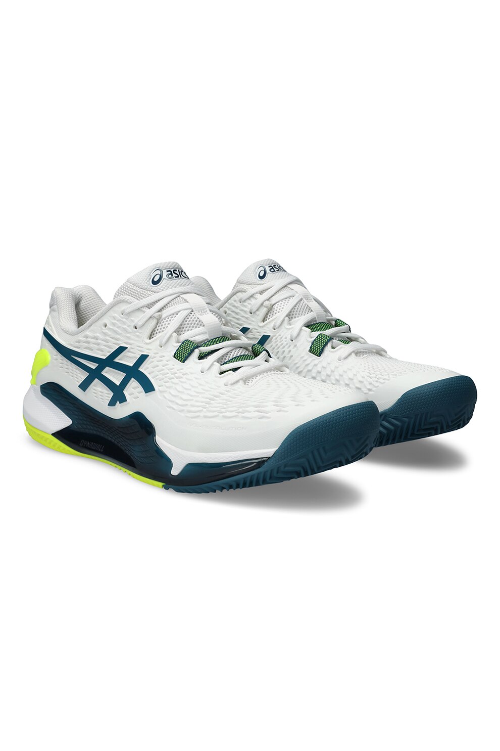 Asics, Обувки за тенис Gel-Resolution 9 Clay, Бял, Лайм зелено ...