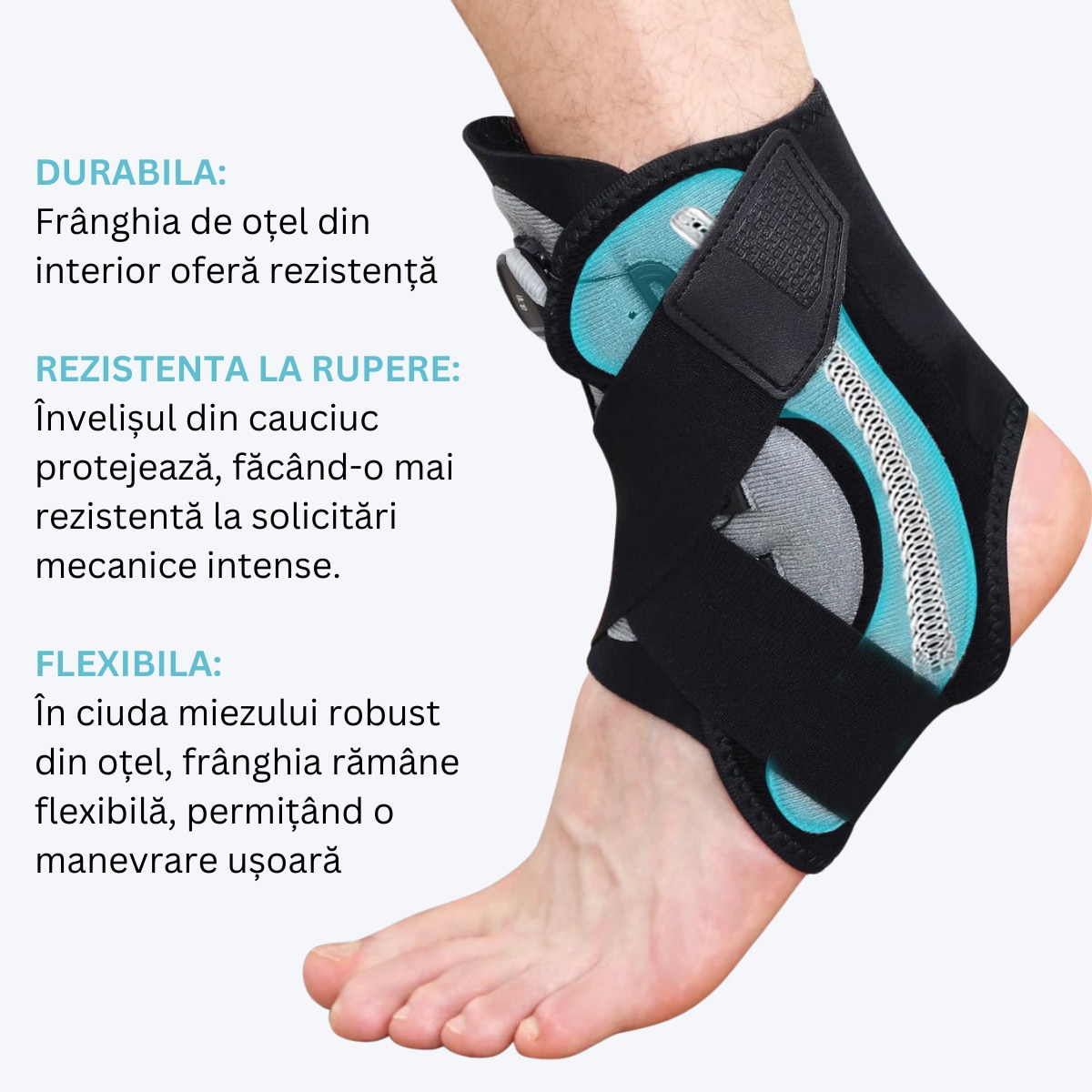 Orteza glezna cu benzi de sustinere, buton progresiv de compresie automata, sistem dublu cu arc ...