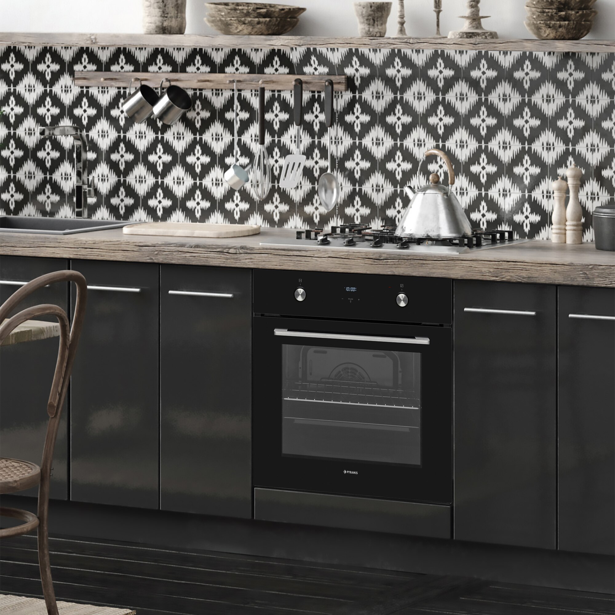 Cuptor electric Pyramis 60IN 80202 BLACK, 8 functii, clasa A, volum 69 ...