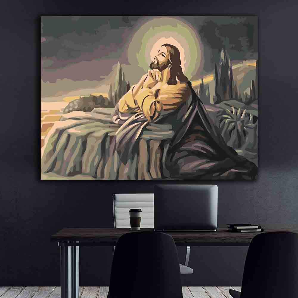 Set pictura pe numere Isus din Gradina Ghetsimani 3581, panza bumbac pe ...