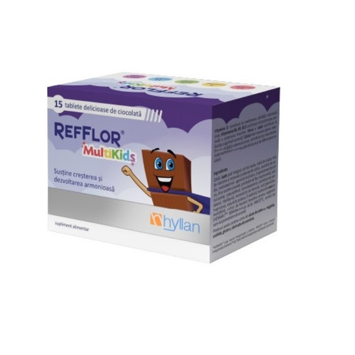 Supliment alimentar Refflor MultiKids, Tablete ciocolata pentru ...