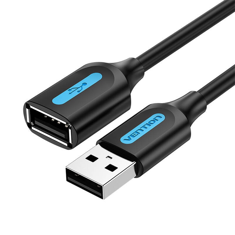 Cablu prelungitor USB 2.0 Vention CBIBD mascul-fema 0,5m PVC negru ...