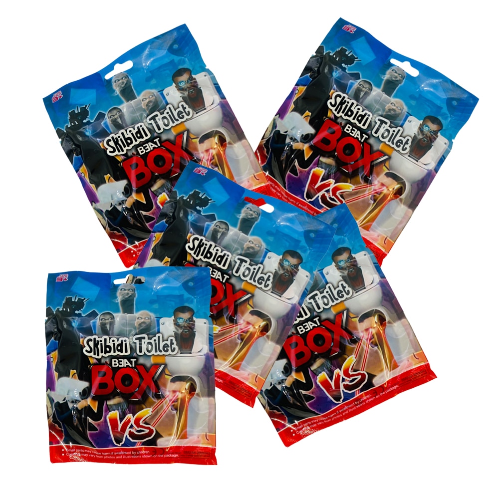 Kit 5 plicuri Skibidi toilet Beat box, cu figurina si cartonase ...
