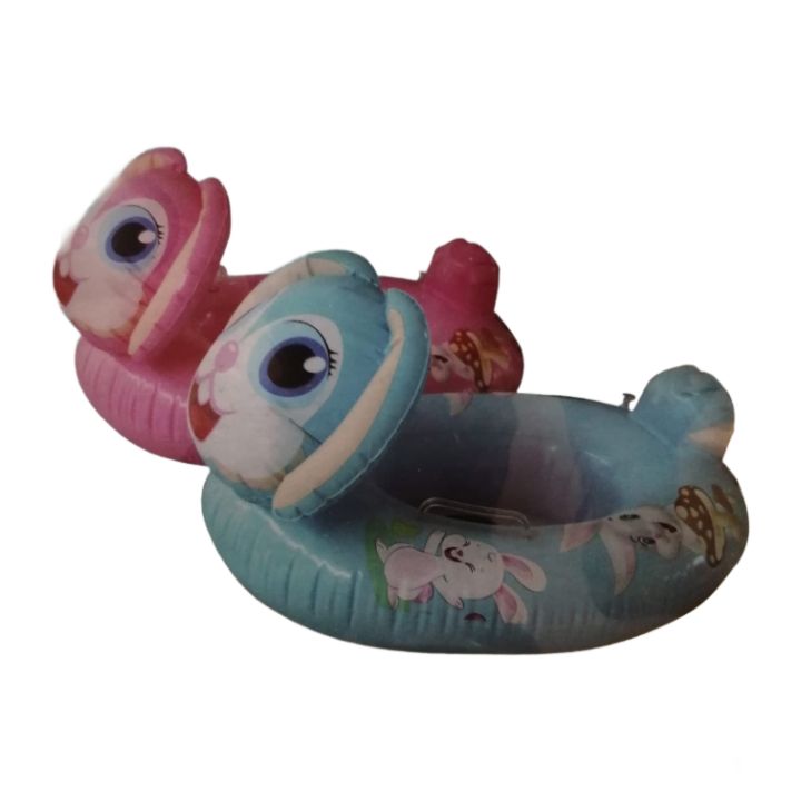 Colac apa, stil barcuta, gonflabil, 65x57 cm, iepuras, albastru - eMAG.ro