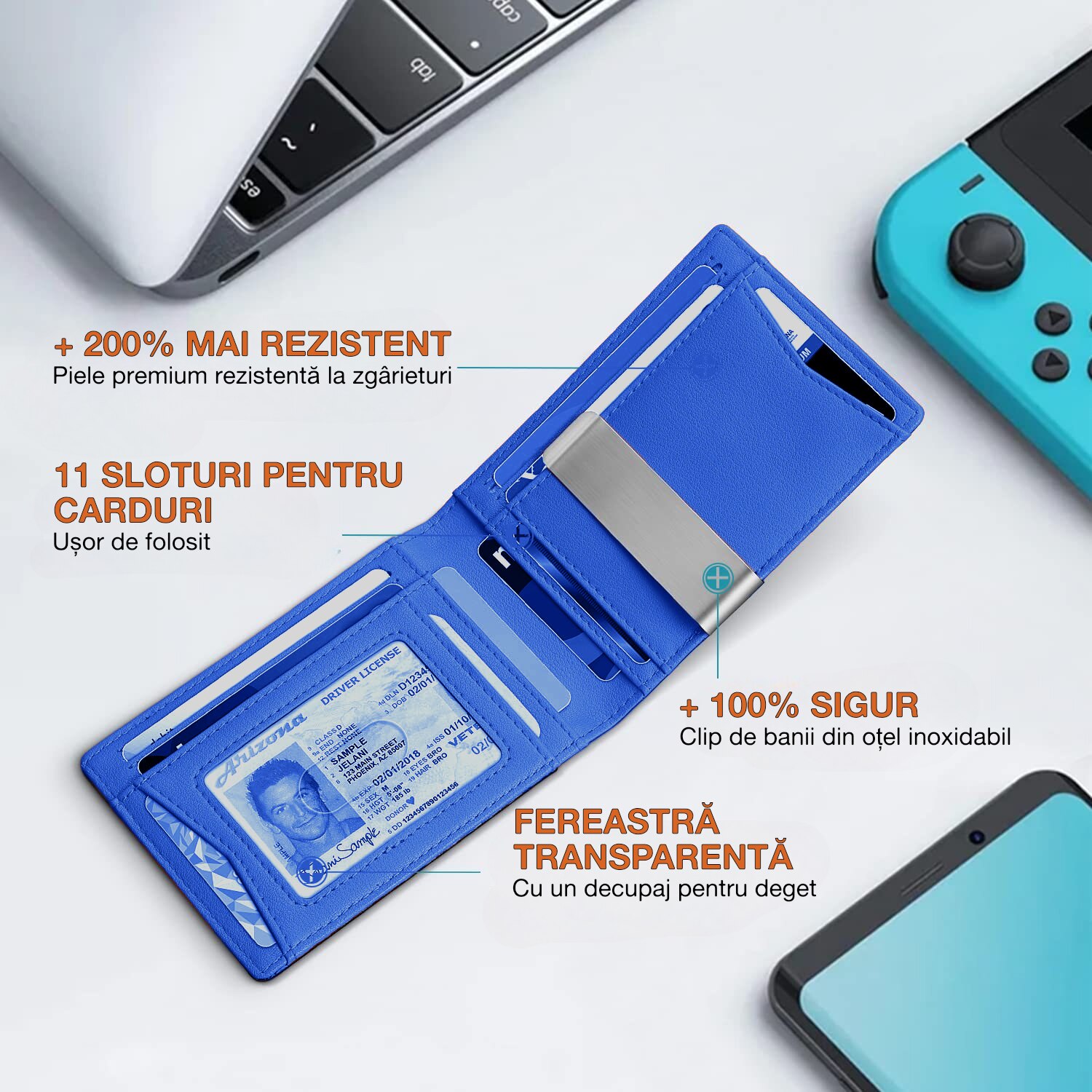 Portofel din piele pentru barbati, Nivazo, protectie RFID carduri, cu ...