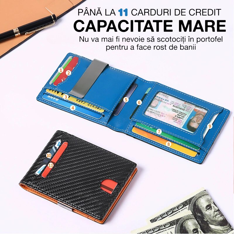 Portofel din piele pentru barbati, Nivazo, protectie RFID carduri, cu ...
