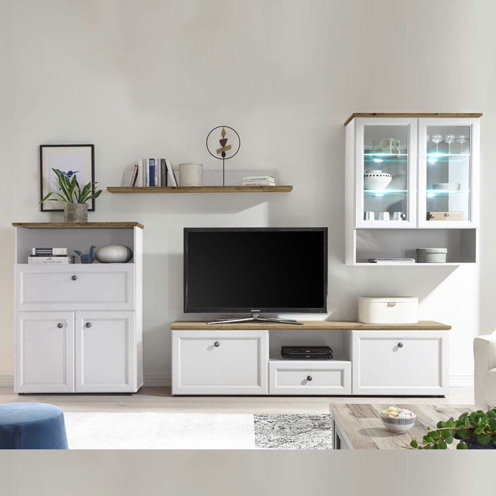 Living Toskana, Alb & Stejar Antic, 3240 x 1970 x 430 mm - eMAG.ro