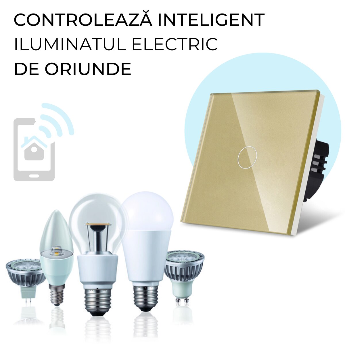 Set 2 Intrerupatoare smart cu touch, Wi-Fi, Bluetooth, Control vocal ...