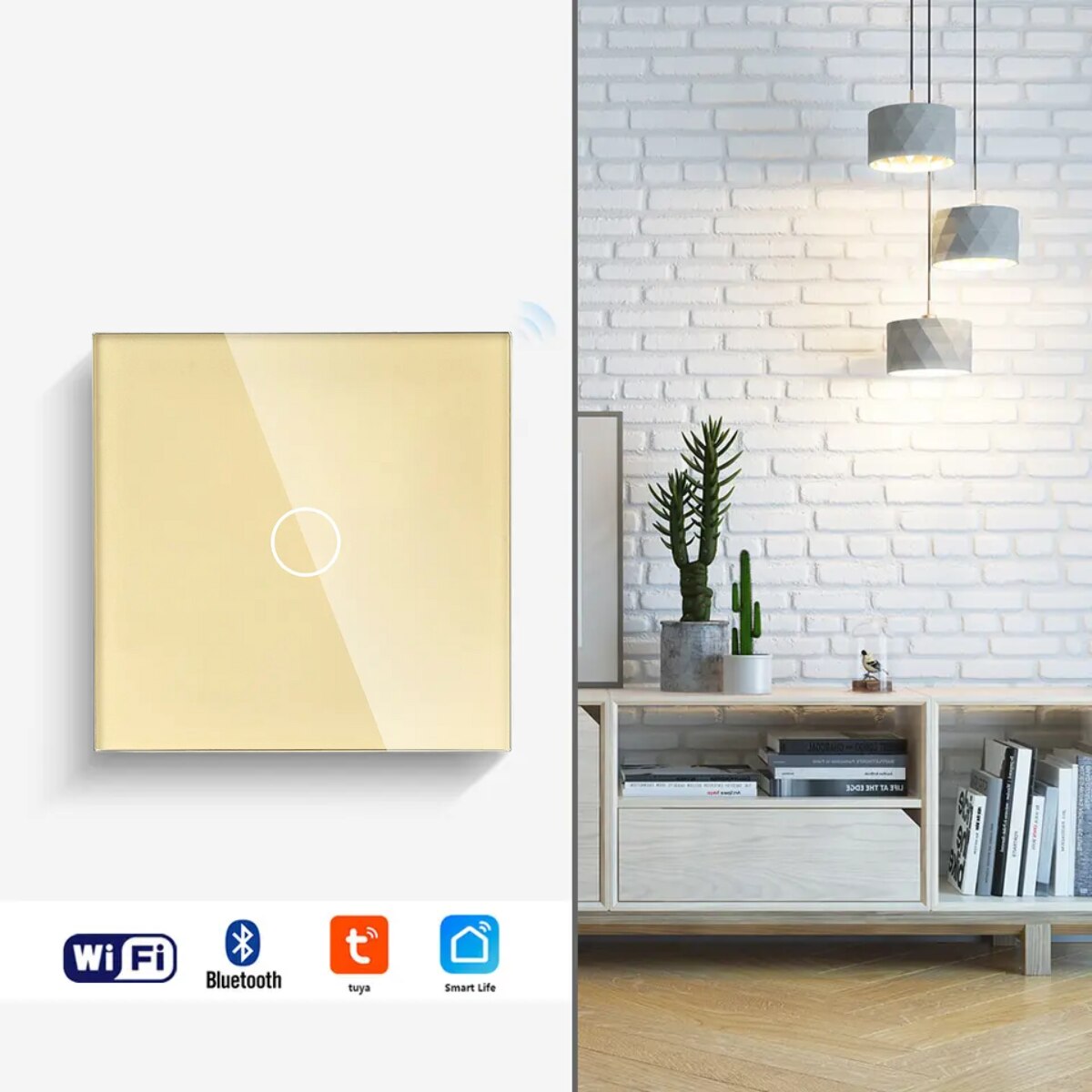 Set 2 Intrerupatoare smart cu touch, Wi-Fi, Bluetooth, Control vocal ...